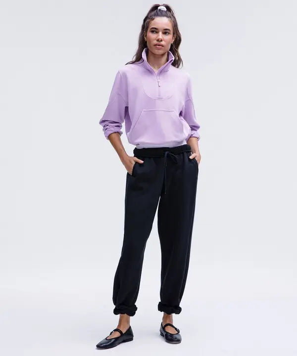 Lululemon Brushed Softstreme Ribbed Half Zip In Lilac Ether - 29